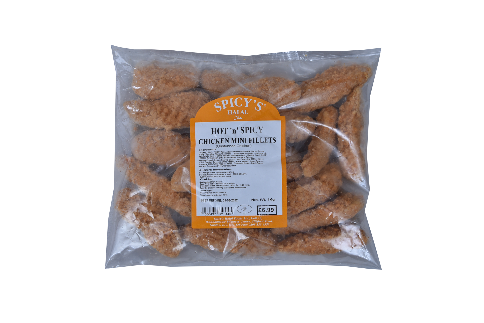 Hot & Spicy Chicken Fillets 1kg - Spicy Halal Foods